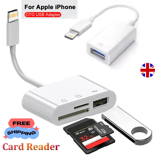 SD Card Reader + USB 3.0 OTG Adapter iPhone iPad 8-Pin Lightning Camera ...