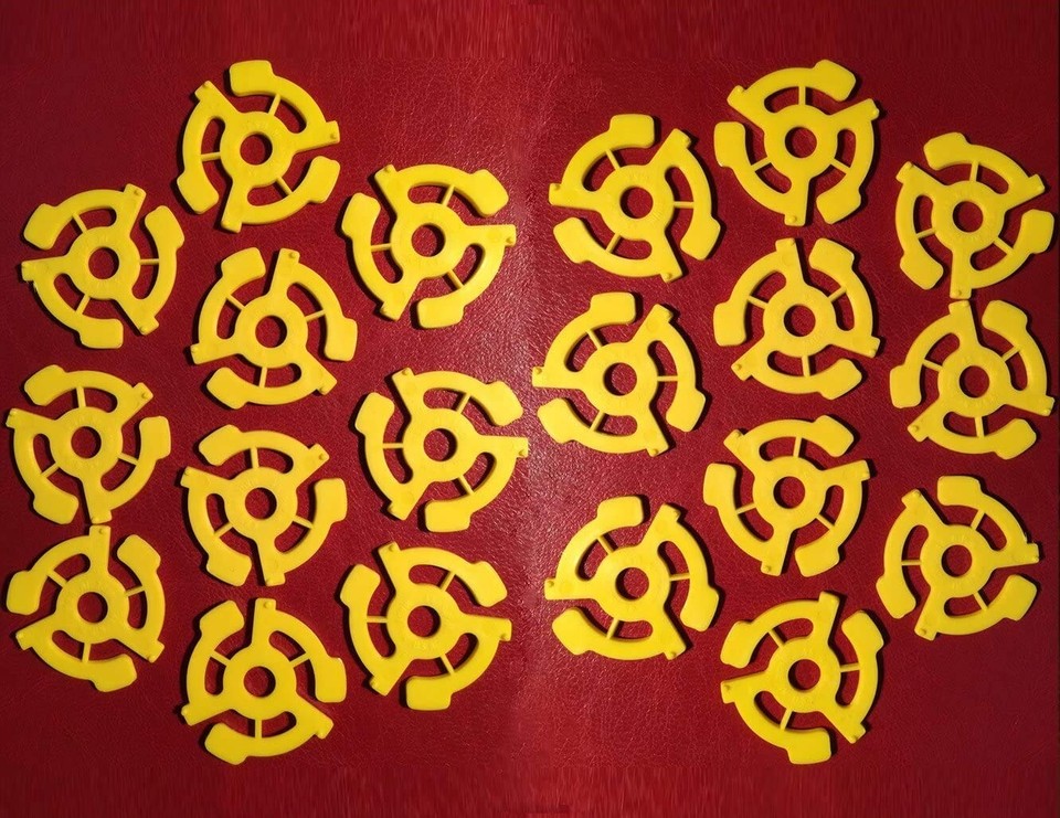 Package of 30 Yellow 45 rpm 7" Record Plastic Adapter Snap-In Inserts ...