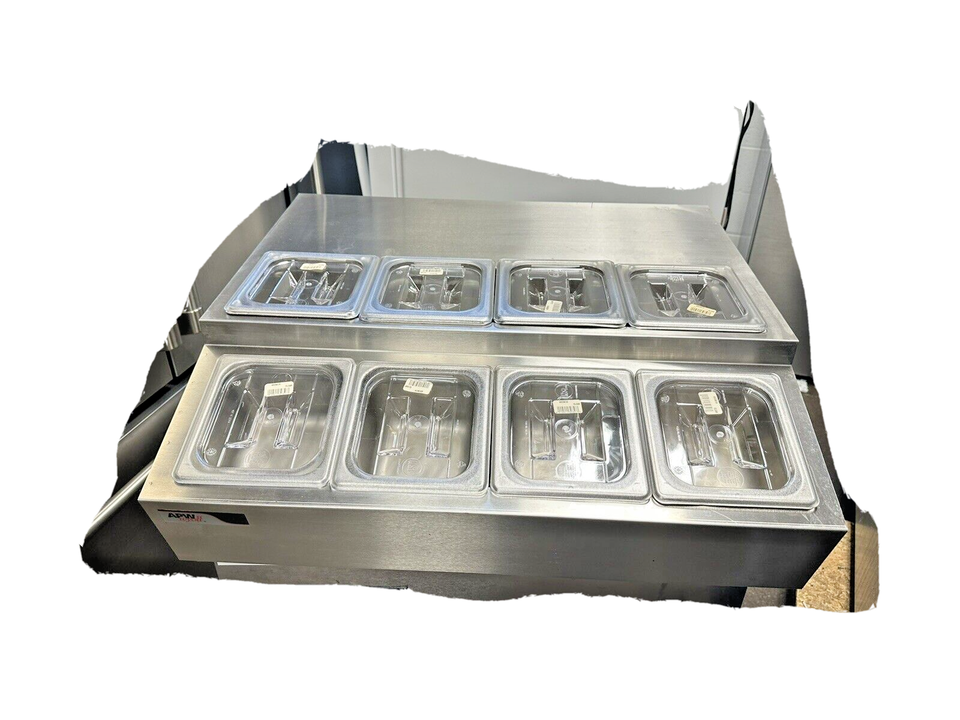 APW Wyott RTR-8 ; 8 Countertop Compartment Refrigerated Topping Rail ...