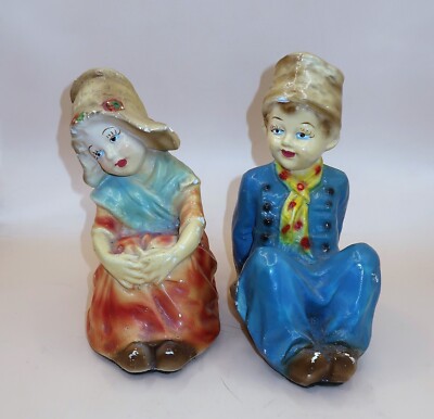 VTG Roman Art Co Robia Ware Dutch Boy & Girl Chalkware Sculptures ...
