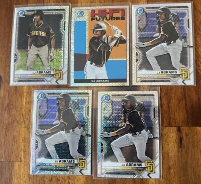 2021 2022 Bowman CJ Abrams Mojo Refractor Card lot (5) Nationals Padres ...