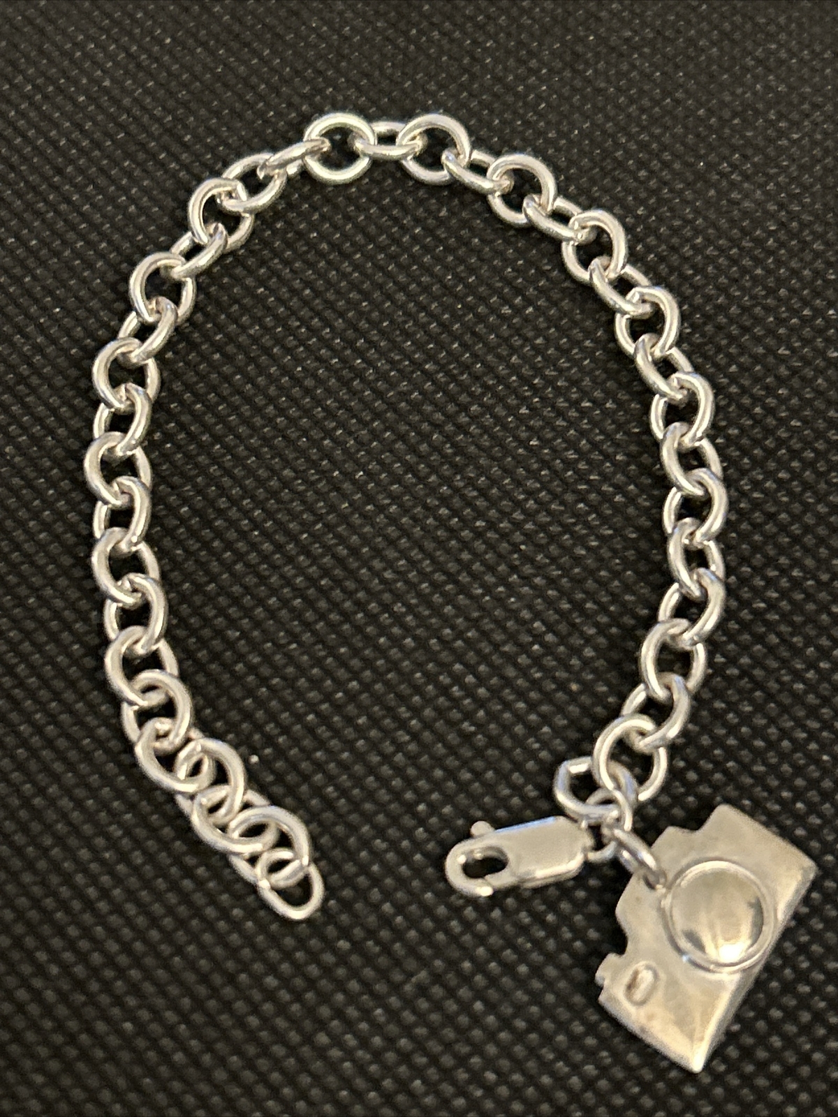 925 Sterling Silver - ARTIST Camera Charm Rolo Link 7… - Gem