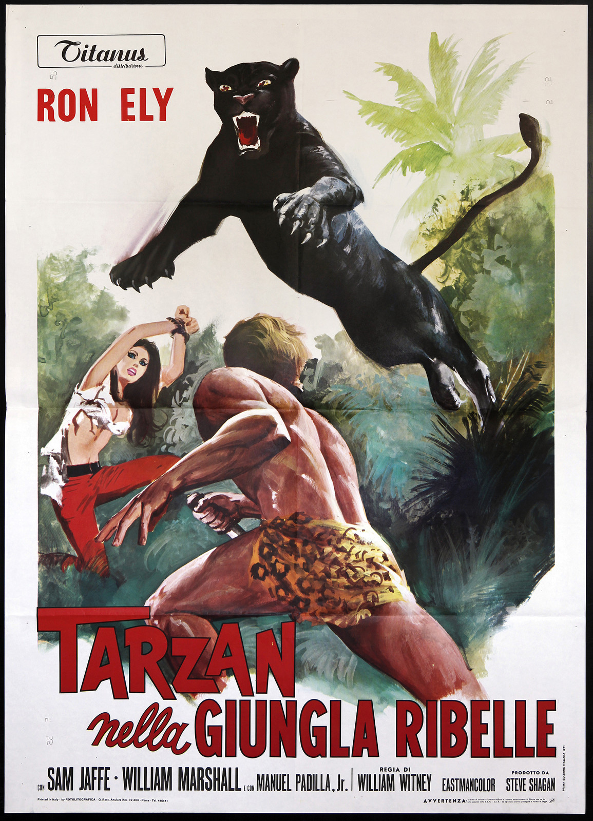 TARZAN'S JUNGLE REBELLION orignal movie poster RON ELY, witney ITALIAN ...