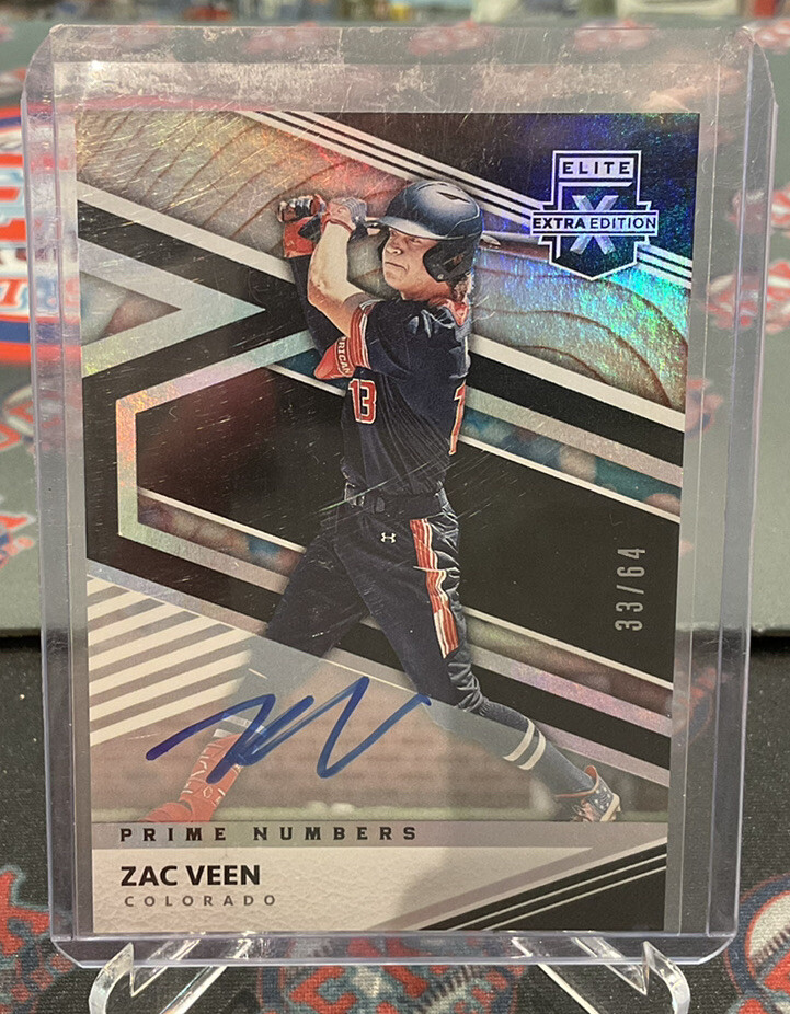 2020 Elite Extra Edition Zac Veen Prime Numbers Black Auto /64 Rockies ...