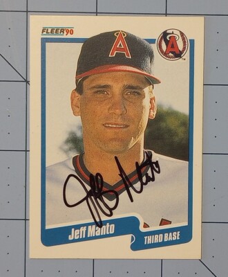 1990 Fleer #137 Jeff Manto (California Angels) autographed baseball ...