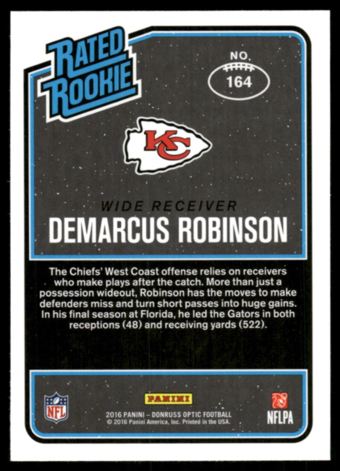 2016 Panini Donruss Optic #164 Demarcus Robinson Rookie Card RC | eBay