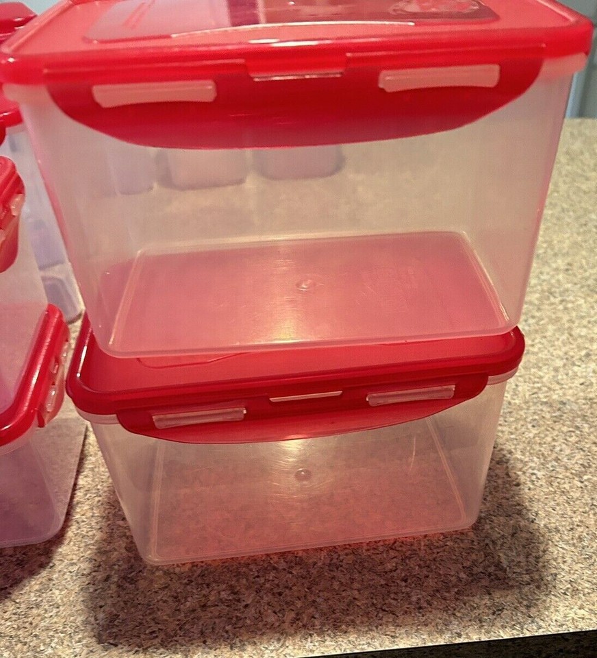 Lock N Lock Pantry Storage Containers Set of 33 containers with Red ...