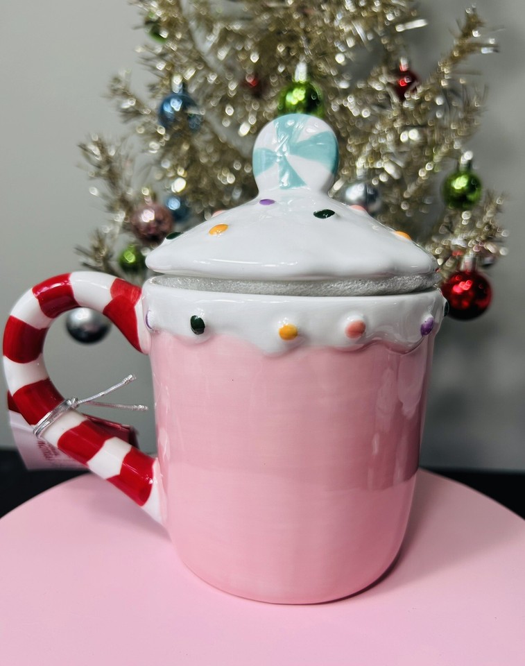Mr. Christmas PINK Gingerbread House Mug With Lid Holiday for Coffee ...