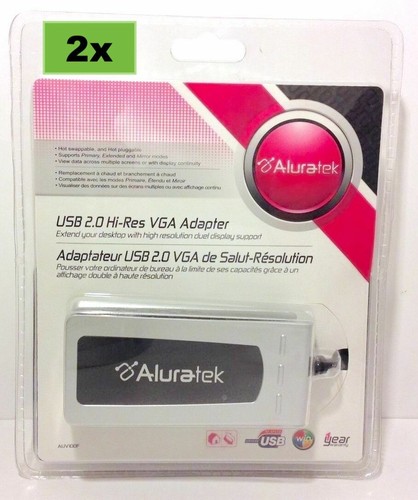 Pair Of Aluratek AUV100F USB 2.0 Hi-Res VGA Adapters - Sealed New ...