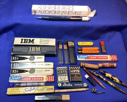 Mid Century Lot Vintage Pens Pencil Lead- Erasers AutoPoint Scripto ...