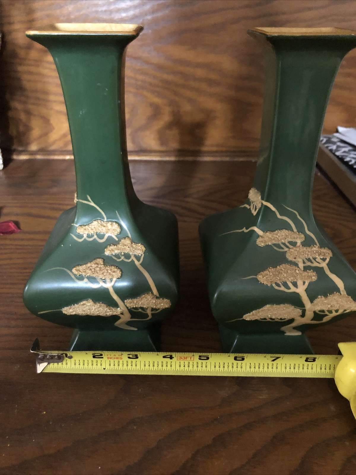 RARE Set Of Weil Ware Ming Tree Pedestal Flower Bud Vases 9" Hand ...