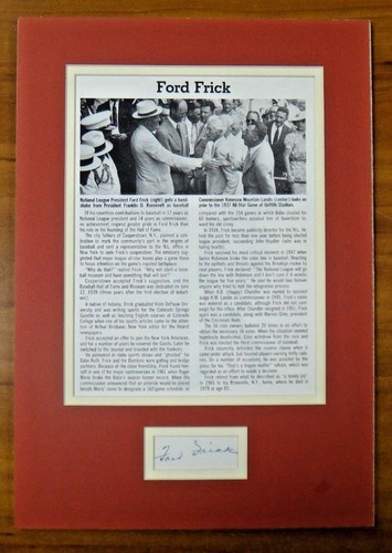 Ford Frick Autograph Matted | eBay