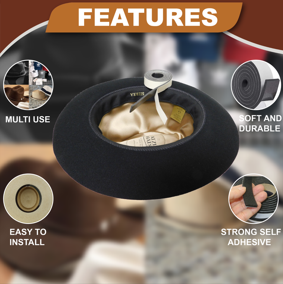 Hat Sizing Tape Roll 5 Feet Hard Hats Size Reducer Foam Filler Cap Band ...