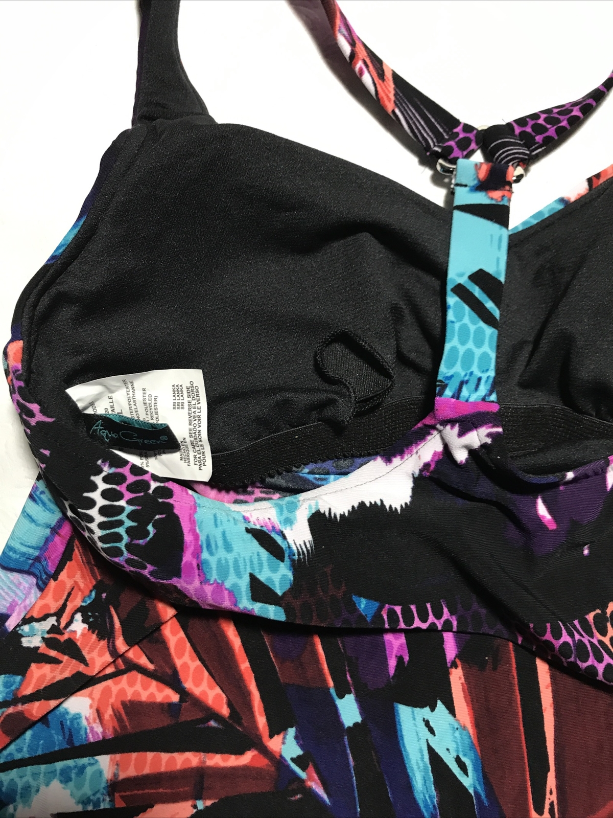 AQUA GREEN MULTCOLOR TANKINI SWIMWEAR TOP RACERBACK Women’s Size Small ...