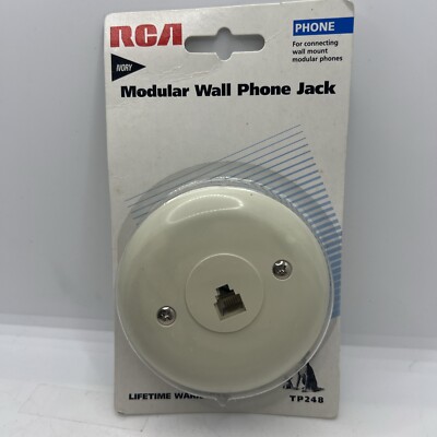RCA Modular Flush Wall Phone Jack Mount Round Ivory Telephone Jack Part ...