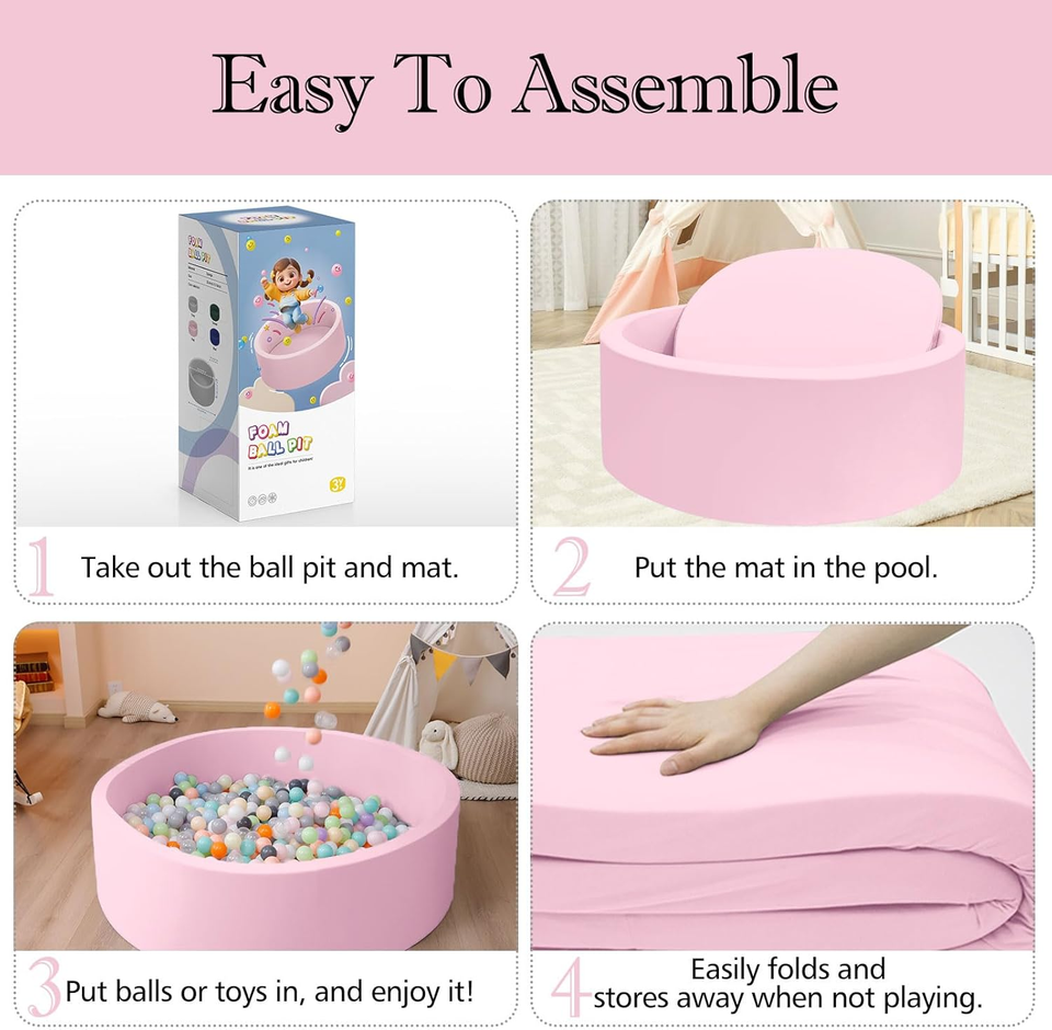 Ball Pit for Toddlers, 35.4"X 11.8" Foam Ball Pits, Indoor Soft round ...