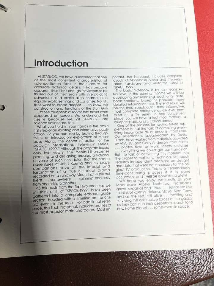 Space 1999 TV Series Moonbase Alpha Technical Notebook Official 1st Edition 1977 | eBay