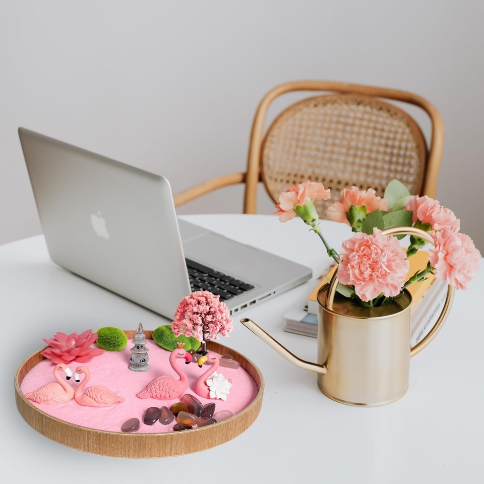 Flamingo Zen Garden for Desk - Pink Flamingo Decor, Sand Tray Therapy ...