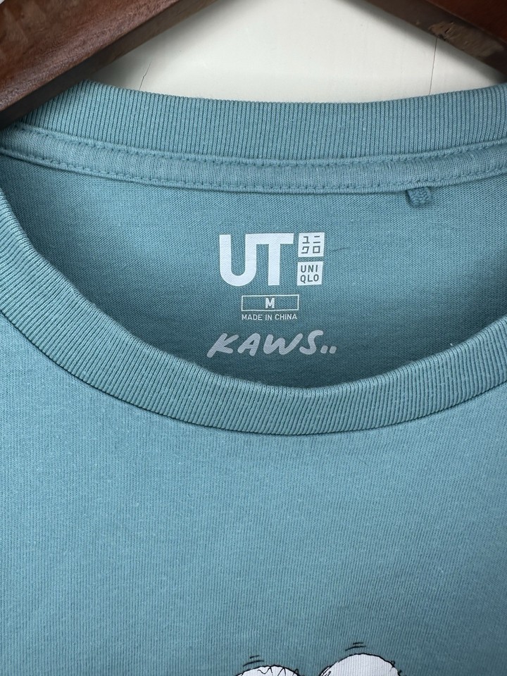 KAWS UNIQLO BFF T Shirt Size Medium Mens Graphic Teal Blue | eBay