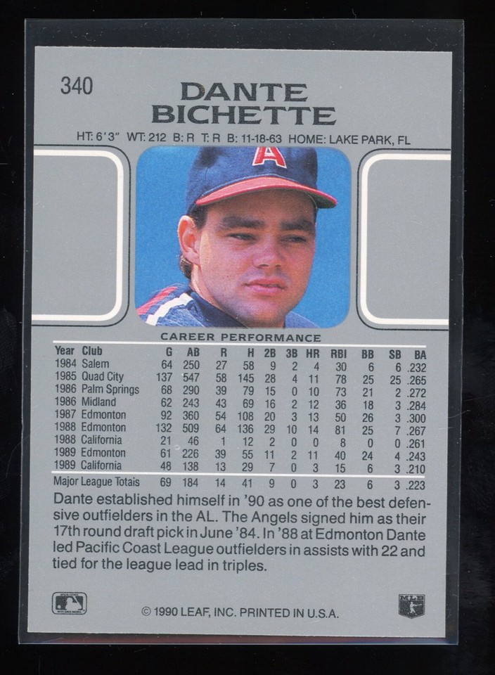 1990 Leaf Dante Bichette Baseball Card #340 | eBay