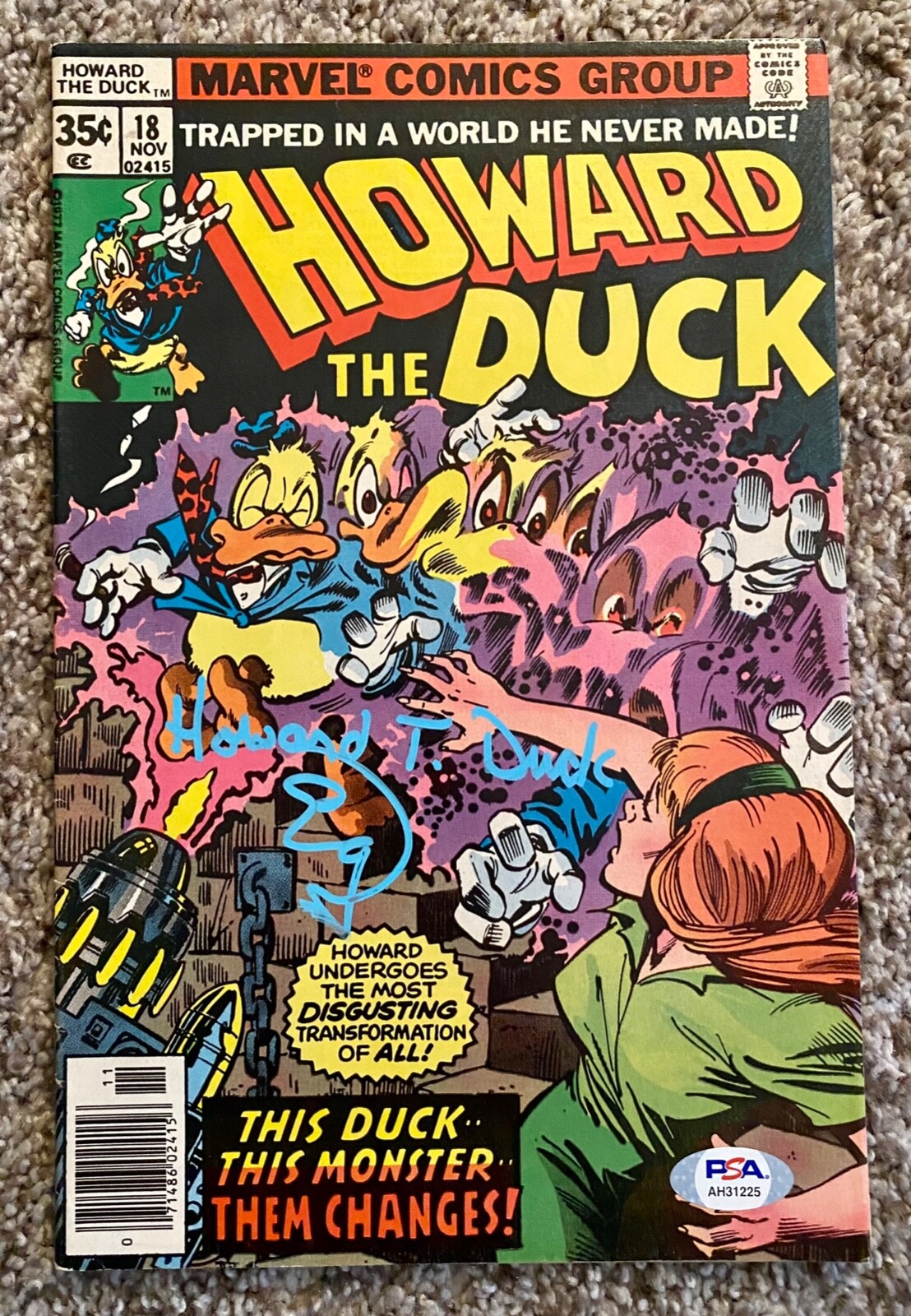 Ed Gale Howard The Duck Suit Actor Signed Vintage Marvel Comic Book PSA ...
