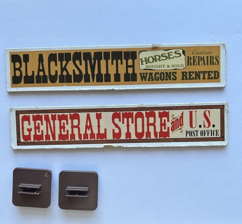 Vtg Lincoln Logs Lot 2 Double Sided Signs Pony Express & Blacksmith ...