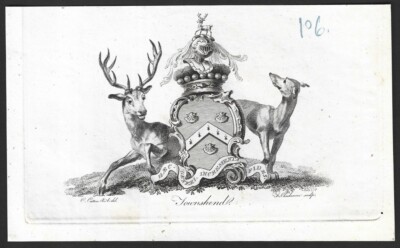 1790 heraldic crest of Townsend by Catton & Chesham - see faults | eBay