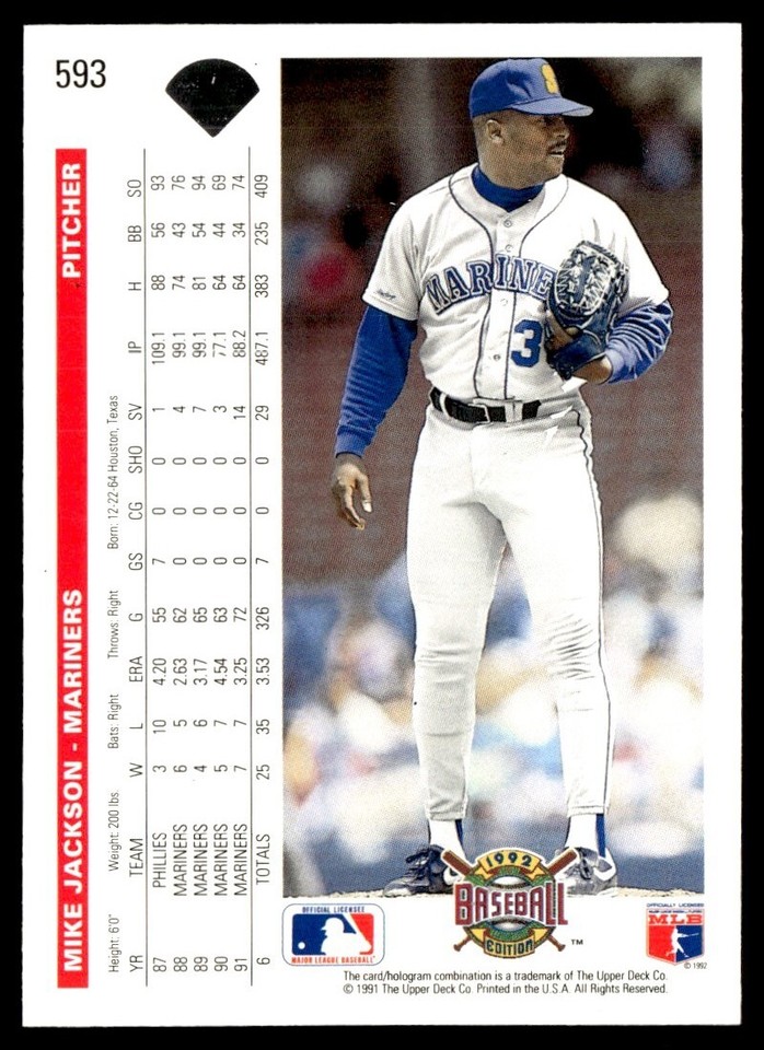 1992 Upper Deck Mike Jackson Seattle Mariners #593 | eBay