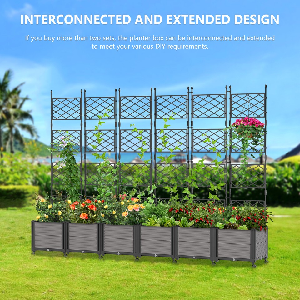 NAIZEA Raised Garden Bed & Tomato Planter Cage Trellis Planter Boxes ...