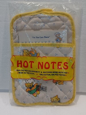 Vintage Sealed Hot Notes Oven Mitt Pot Holder Matching Memo Note Pad W ...