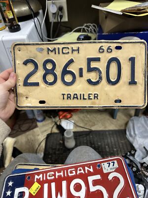 1966 Michigan Trailer License Plate 286-501 | eBay