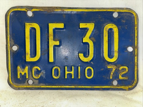 Vintage 1972 Ohio Motorcycle License Plate DF 30 | eBay