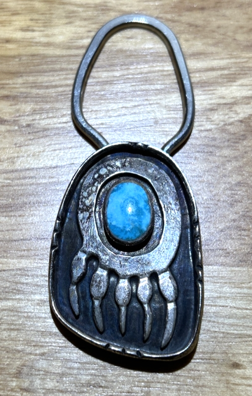 Vintage Bennett Key Ring Sterling Silver Turquoise Bear Paw Claw Navajo | eBay