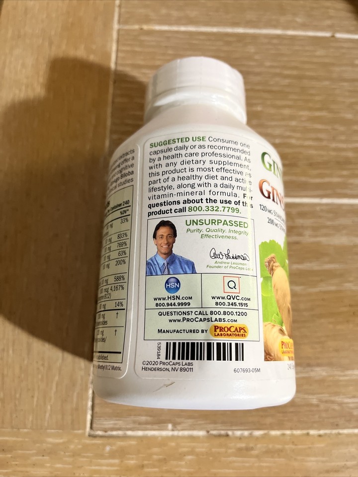 Andrew Lessman Procaps GINKGO 120 Plus GINSENG 200 240 Capsules 05/30 ...