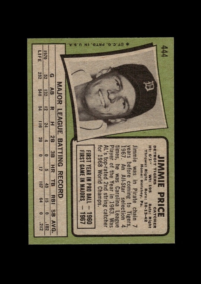 1971 Topps Set-Break #444 Jimmie Price NM-MT OR BETTER *GMCARDS* | eBay