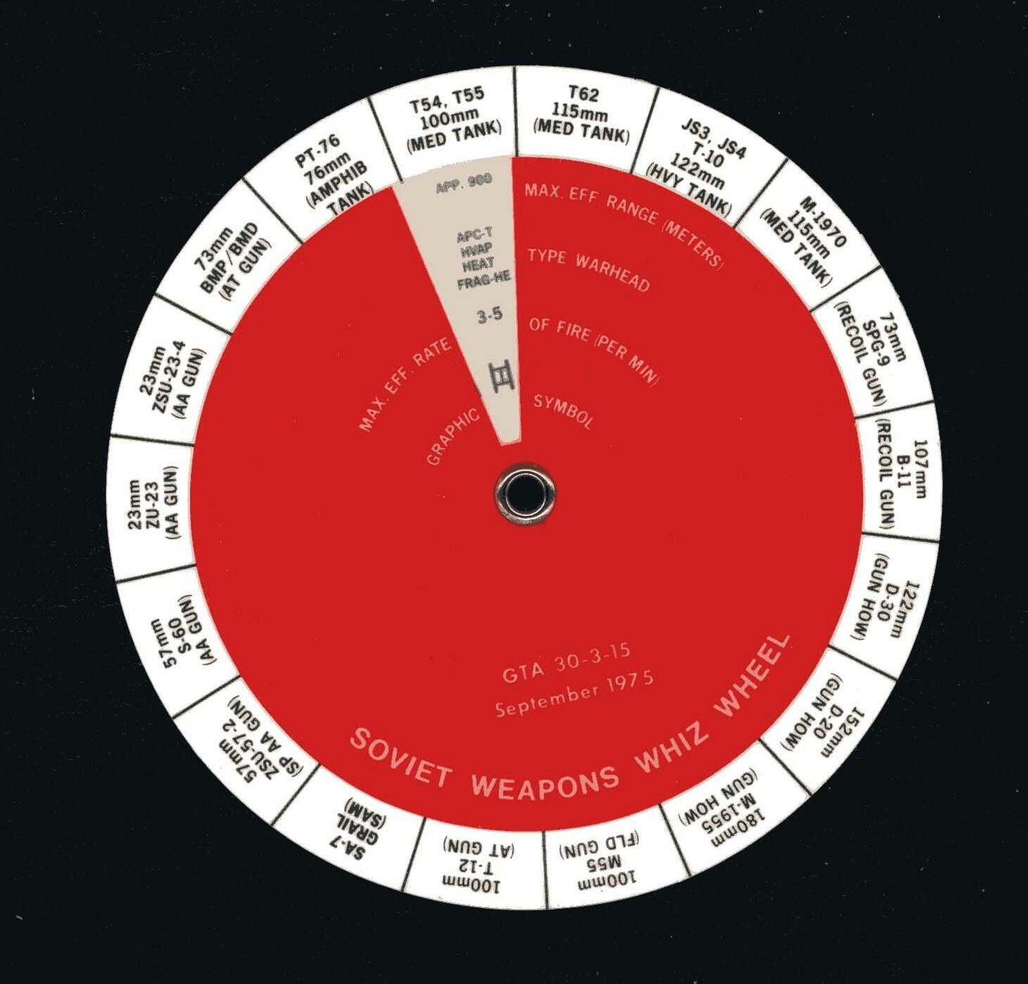Soviet Weapons Whiz Wheel Celluloid 1975 36 Weapons Stats Volvelle GTA ...