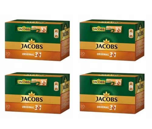 Pack of 4 x Jacobs ORIGINAL 3 in 1 - Instant Coffee - 4 x 20 Sachets ...
