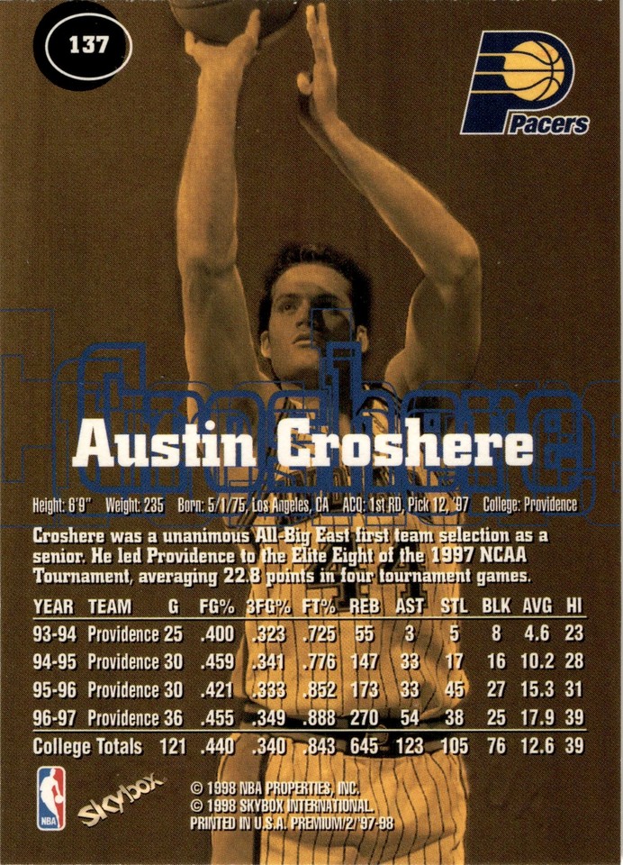 1997 SkyBox Premium #137 Austin Croshere Great Card! | eBay