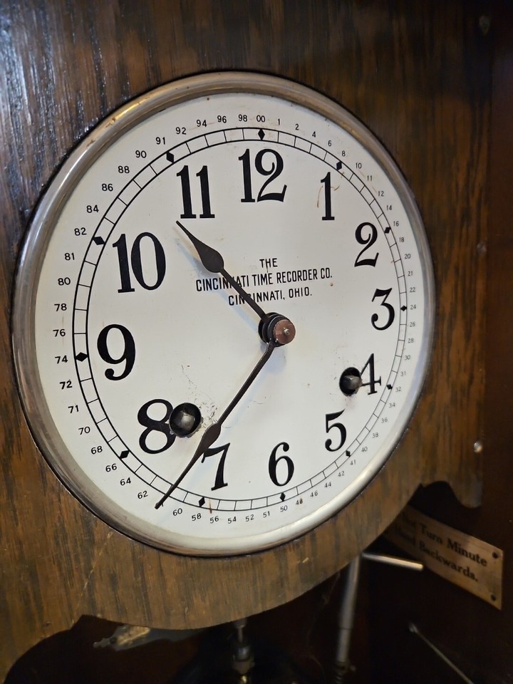 Antique Cincinnati Time Recorder Co. Time Clock Wall Clock | eBay