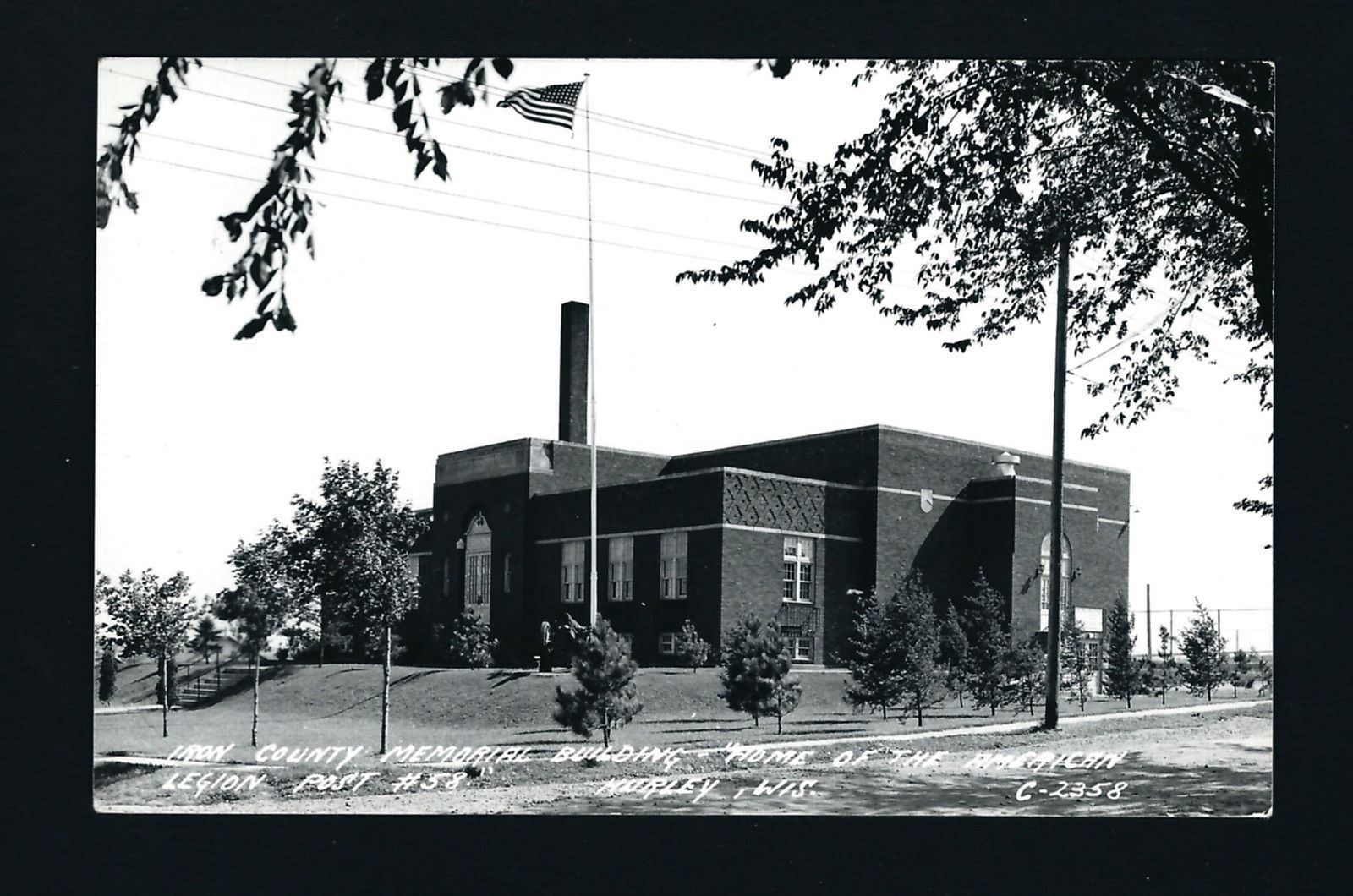 Hurley Wisconsin WI c1939 RPPC Iron County Memorial Building, Legion ...