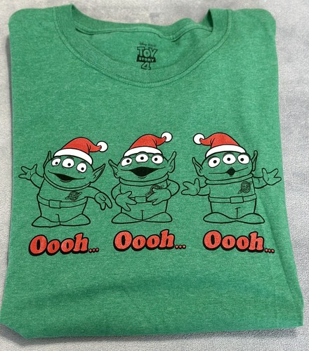 DISNEY Pixar Men's Size L T-Shirt Toy Story Green Alien Christmas Oooh ...