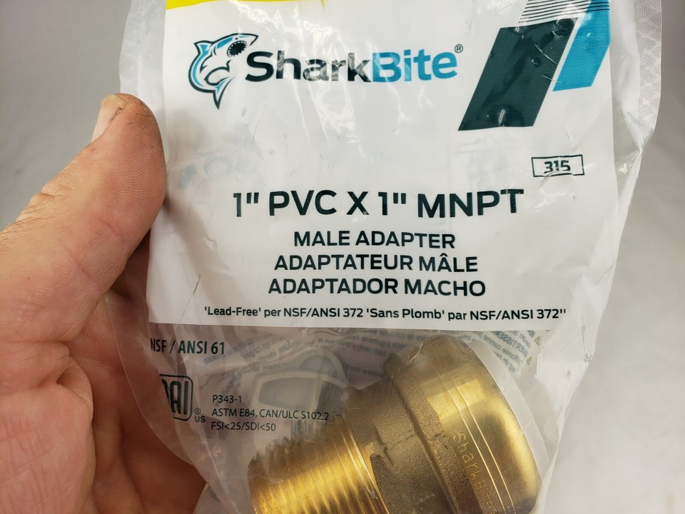 2x SharkBite Brass Fitting - 1" PVC x 1" MNPT & 1" CTS UIP140 UIP4020 ...