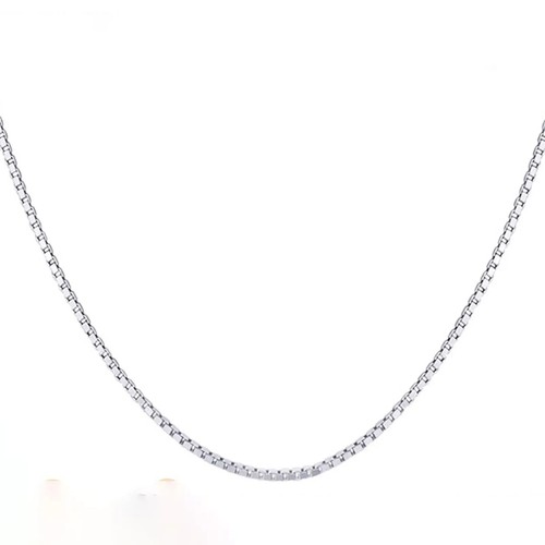 Pure Platinum 950 Chain Women Lucky 1mm Box Link Necklace 4.37g/17 ...