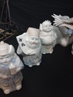 Pair of Yashimi K Porcelain Light Blue Dragon & 7 Lucky Gods Figurines ...