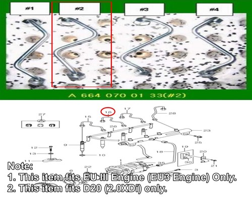 OEM EURO3 D20 CYL #2 Fuel Pipe ASSY Ssangyong Actyon (Sports) Kyron ...