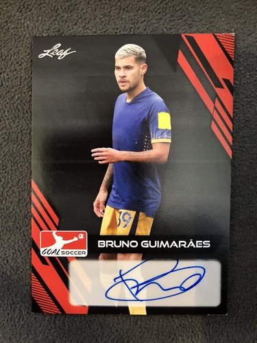 Bruno Guimaraes signed AUTO Card Leaf GOAL Soccer Newcastle NUFC Brazil ...