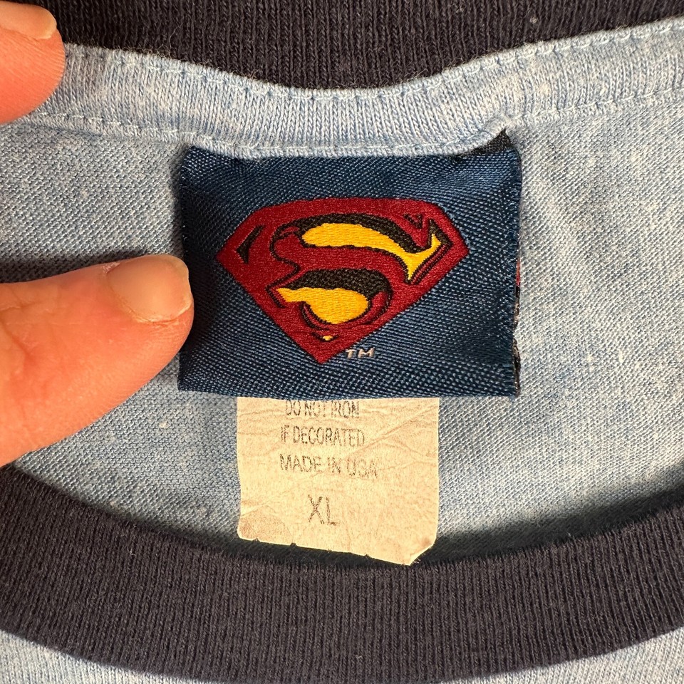 Vintage Superman Returns Movie Promo Tee Shirt Mens XL Blue Ringer Y2K ...