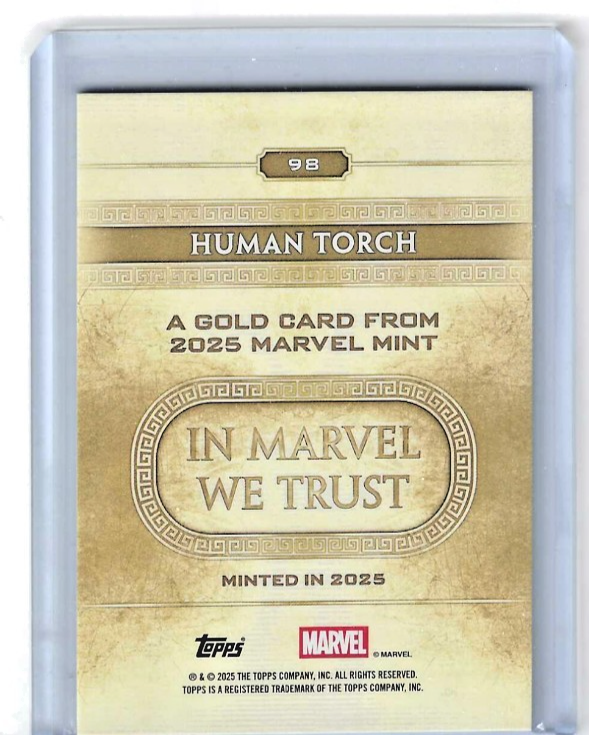Human Torch 2025 Topps Marvel Mint Base Gold Tier#98 | eBay