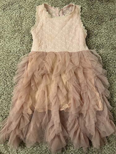 GIRLS DRESS size 6x or 7 ish dusty pink lots of ruffles and lace! | eBay