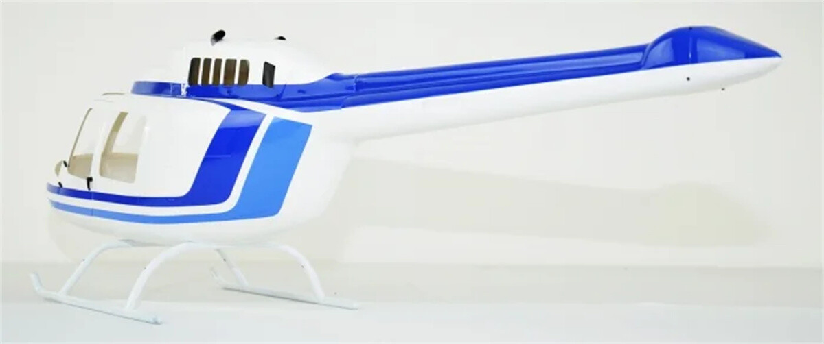 White Blue 700 B206 RC Helicopter Fuselage 700 Size Glass Fiber Bell ...